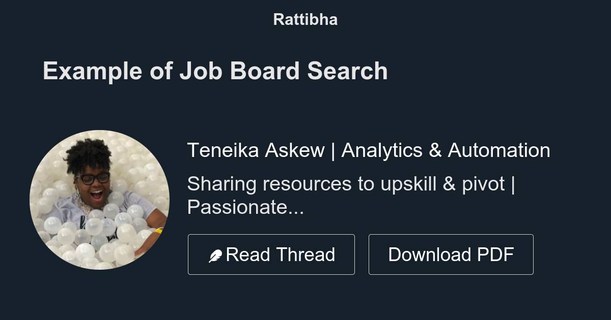 - Thread from Teneika Askew | Analytics & Automation @teneikaask_you - Rattibha