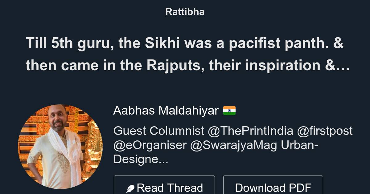 Till 5th guru, the Sikhi was a pacifist panth. & then came in the ...