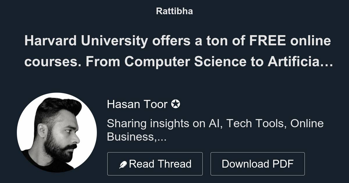 Harvard University offers a ton of FREE online courses. From Computer ...
