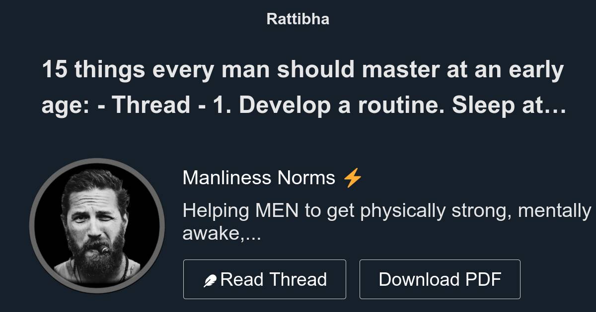 15 things every man should master at an early age: - Thread - - Thread from Manliness Norms ⚡ ...
