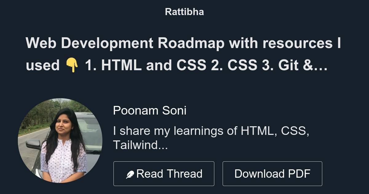 Web Development Roadmap with resources I used 👇 1. HTML and CSS https://t.co/ApOTFbe9SO 2. CSS ...