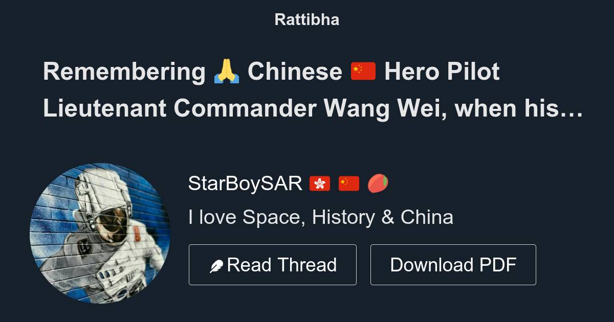 Remembering 🙏 Chinese 🇨🇳 Hero Pilot Lieutenant Commander Wang Wei, when his Chinese fighter jet ...