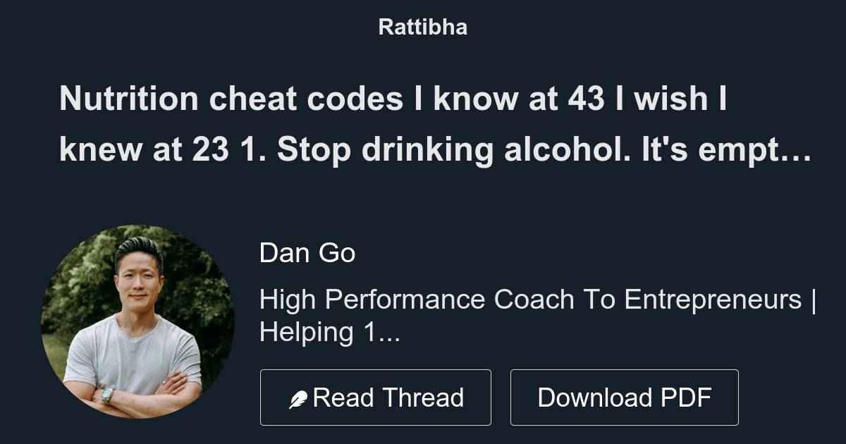 Nutrition cheat codes I know at 43 I wish I knew at 23 - Thread from ...