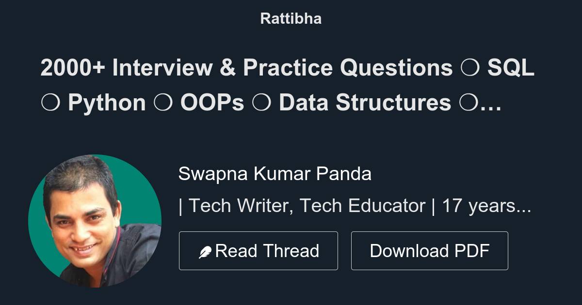 2000 Interview And Practice Questions Sql Python Oops Data Structures Algorithms Html Css 4661