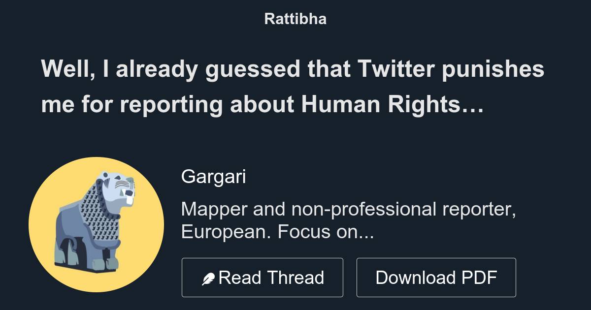 Well, I already guessed that Twitter punishes me for reporting about ...