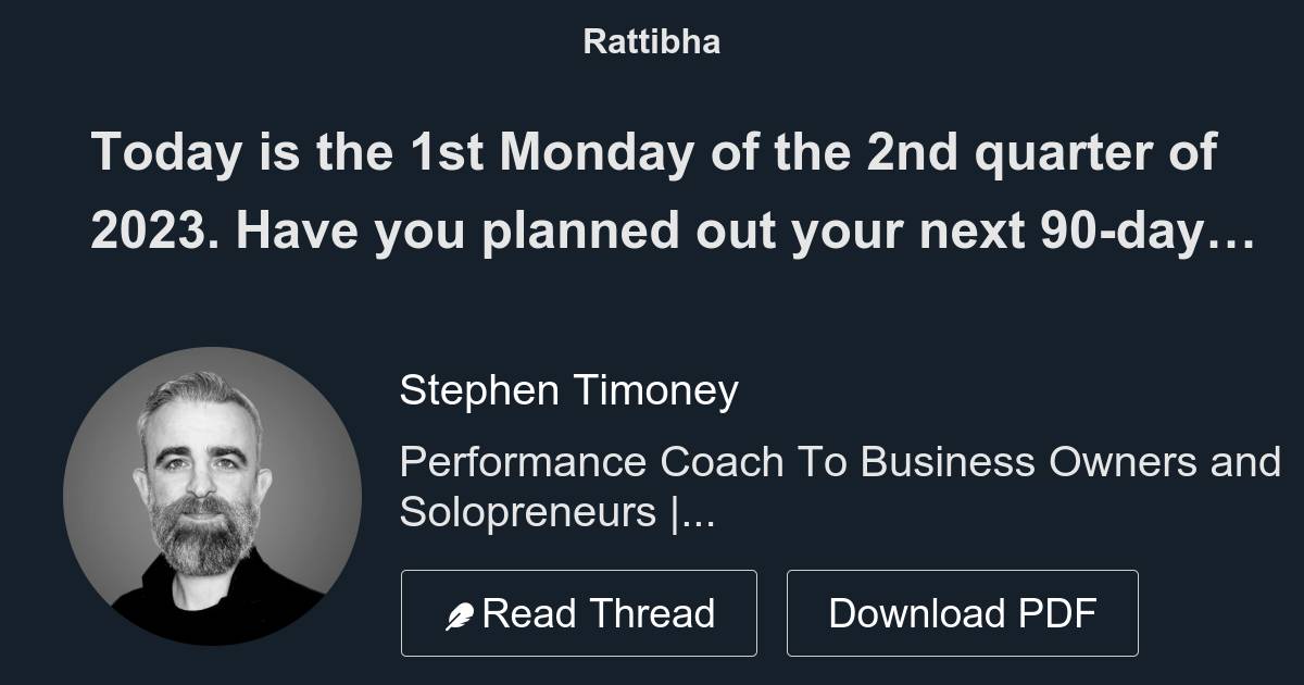 Today is the 1st Monday of the 2nd quarter of 2023. Have you planned ...