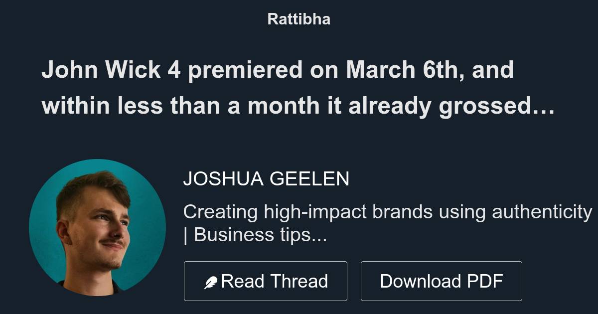 John Wick 4 premiered on March 6th, and within less than a month it ...