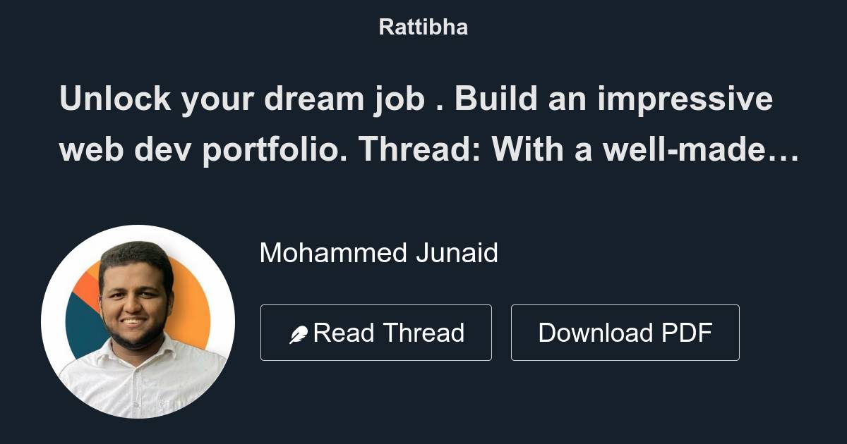 Unlock your dream job . Build an impressive web dev portfolio. Thread: - Thread from Mohammed ...