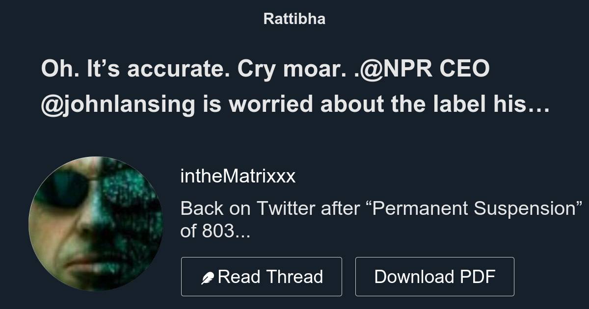 Oh. It’s accurate. Cry moar. - Thread from intheMatrixxx @intheMatrixxx ...