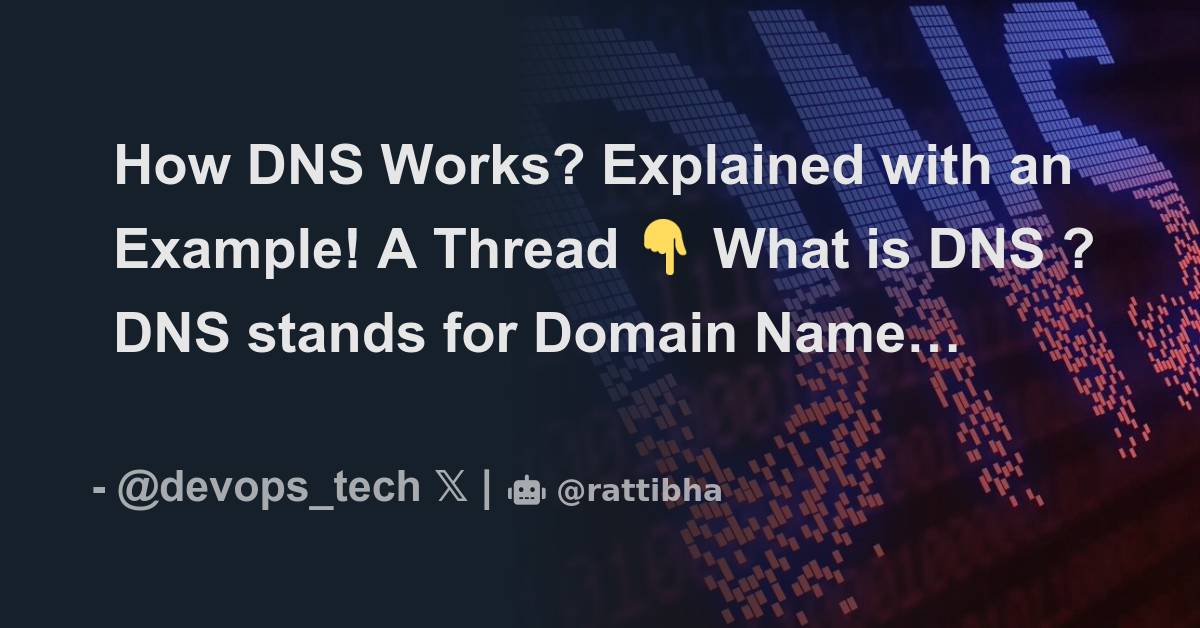 How DNS Works? Explained with an Example! A Thread 👇 - Thread from Rakesh Jain @devops_tech ...