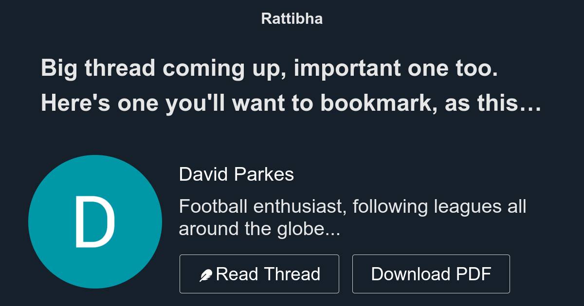 Big thread coming up, important one too. Here's one you'll want to ...