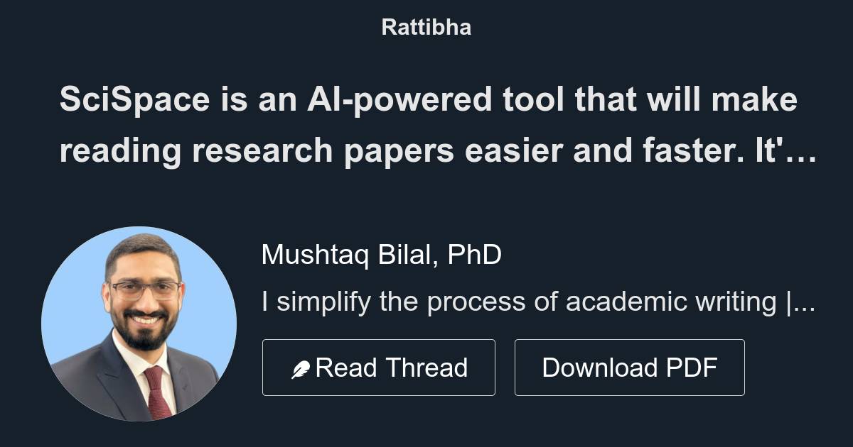 SciSpace is an AI-powered tool that will make reading research papers easier and faster. It's ...