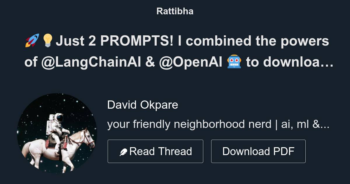 🚀💡Just 2 PROMPTS! I combined the powers of @LangChainAI & @OpenAI 🤖 to download a Kaggle dataset ...