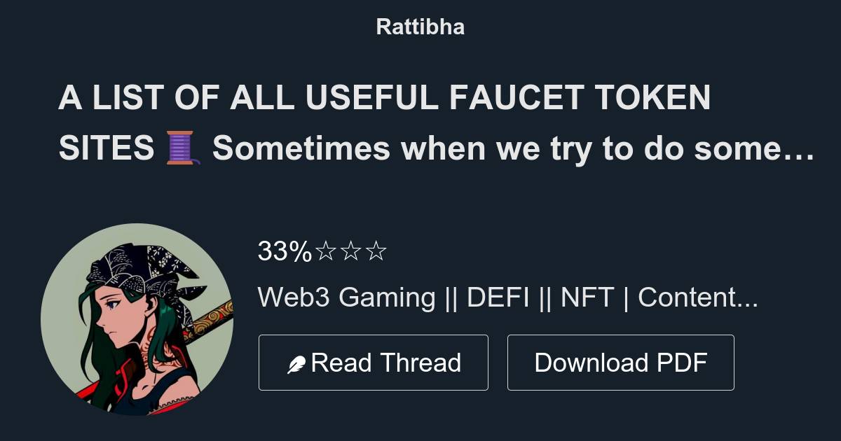 A LIST OF ALL USEFUL FAUCET TOKEN SITES 🧵 - Thread from CARBZ @CarbzXBT ...