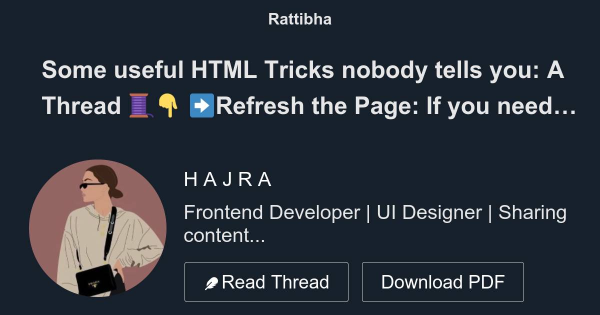 Some useful HTML Tricks nobody tells you: A Thread 🧵👇 - Thread from H A ...