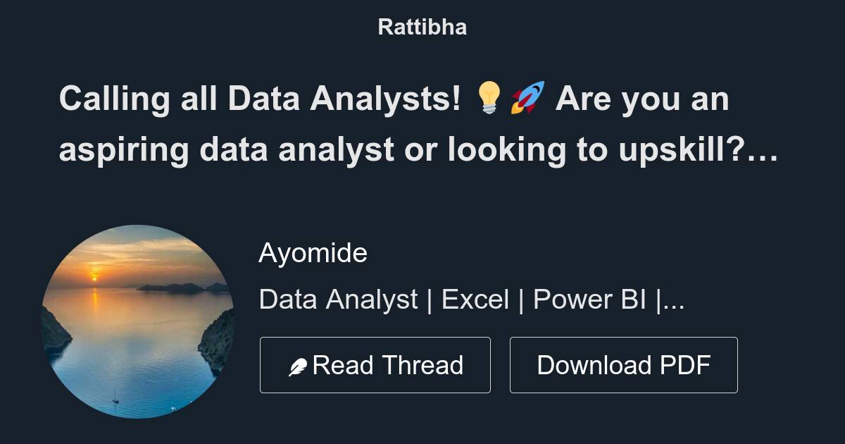 Calling all Data Analysts! 💡🚀 Are you an aspiring data analyst or ...