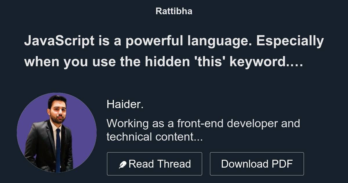 JavaScript is a powerful language. Especially when you use the hidden 'this' keyword. Discover ...