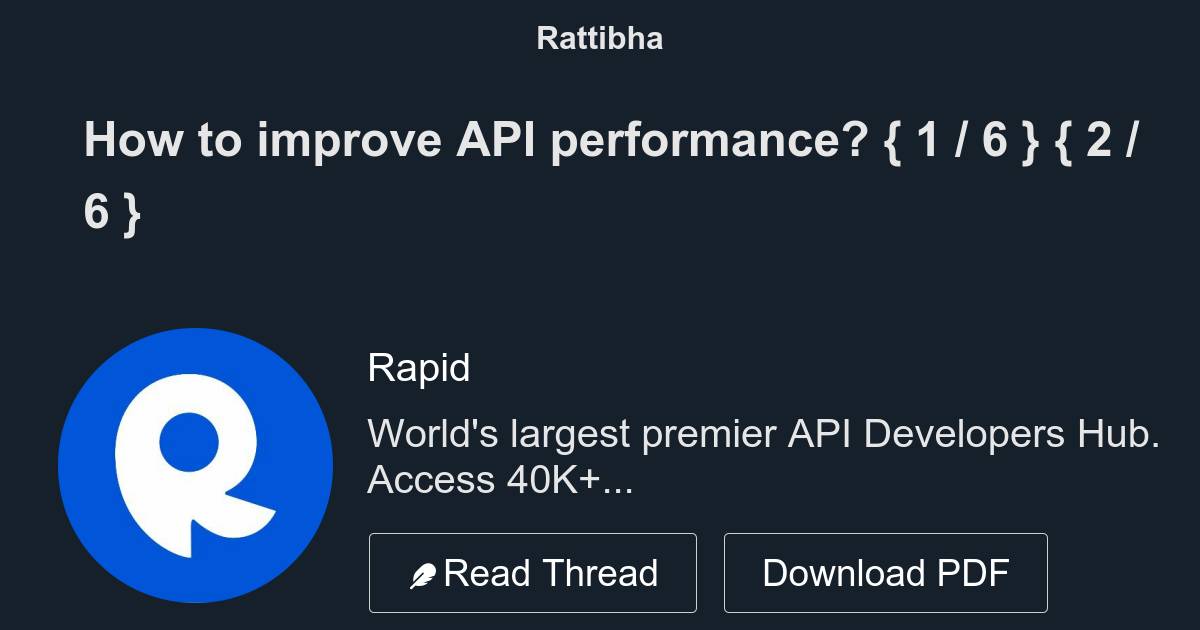 How to improve API performance? { 1 / 6 } - المسلسل من Rapid @Rapid_API - رتبها