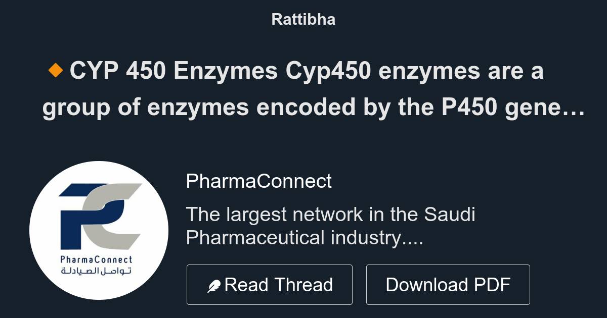 🔸CYP 450 Enzymes Cyp450 enzymes are a group of enzymes encoded by the ...