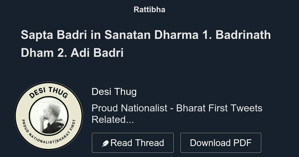 Sapta Badri in Sanatan Dharma 1. Badrinath Dham - Thread from Desi Thug @desi_thug1 - Rattibha