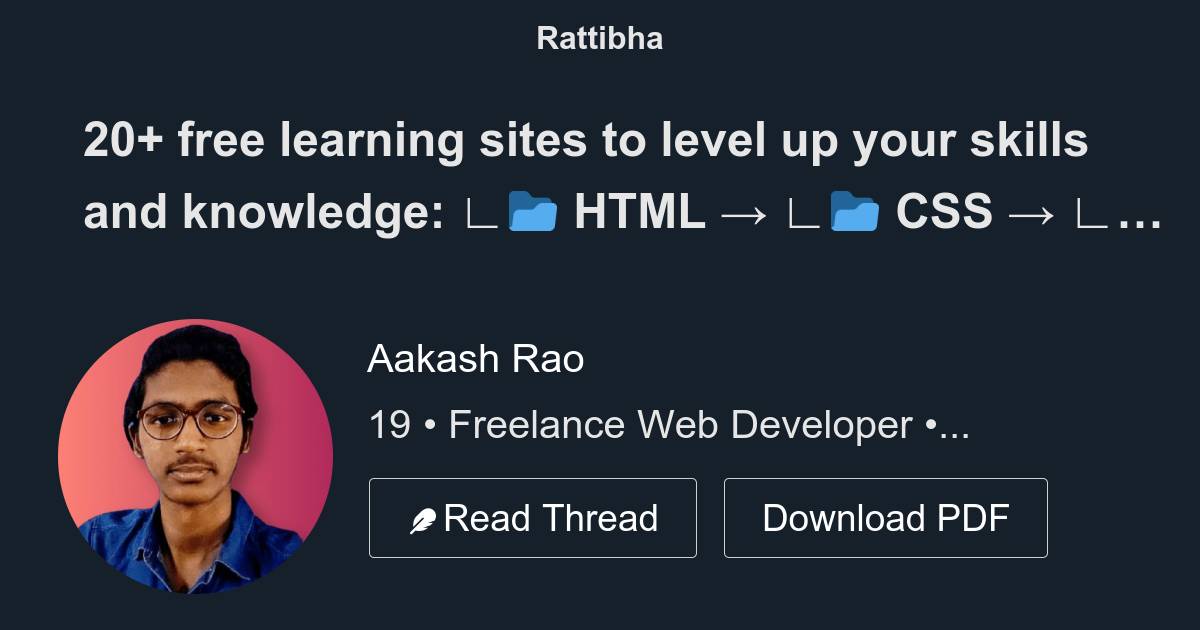 20+ free learning sites to level up your skills and knowledge: ∟📂 HTML ...