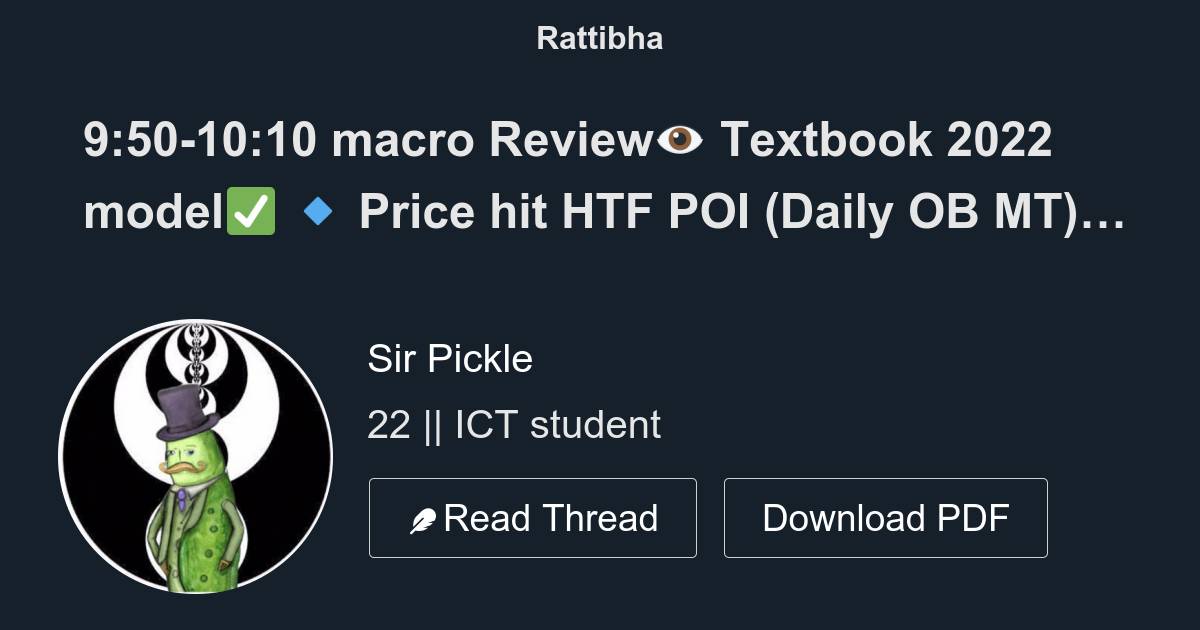 9:50-10:10 macro Review👁️ Textbook 2022 model 🔹 Price hit HTF POI ...