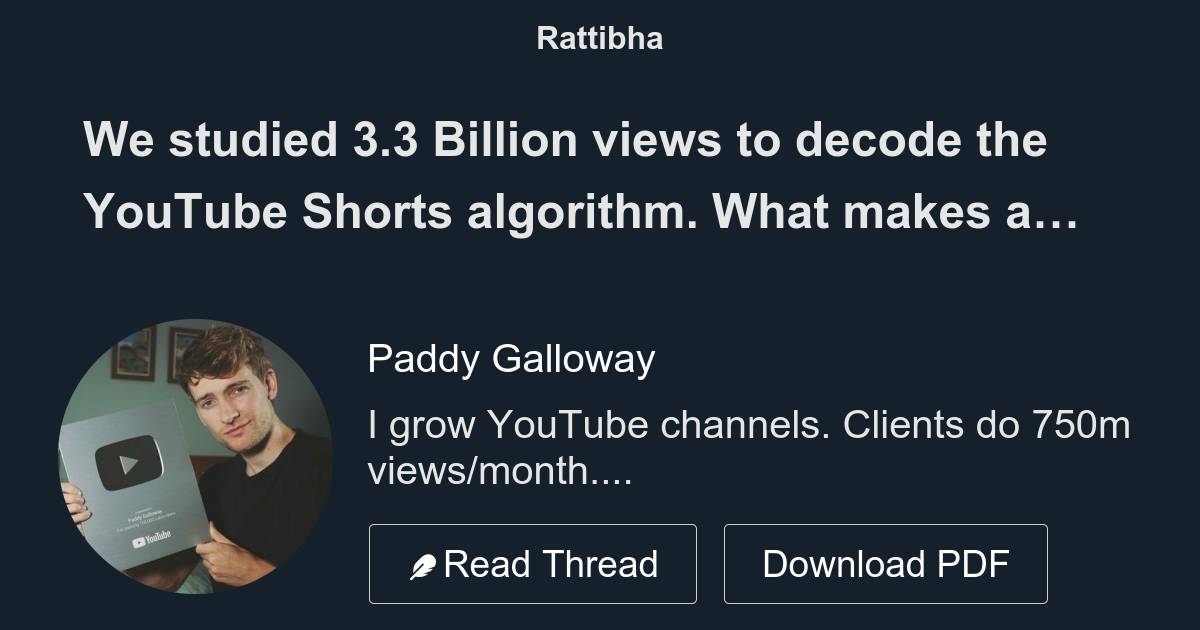 We studied 3.3 Billion views to decode the YouTube Shorts algorithm. What makes a short viral ...