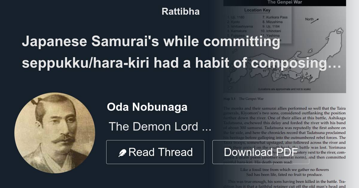 Japanese Samurai's while committing seppukku/hara-kiri had a habit of ...