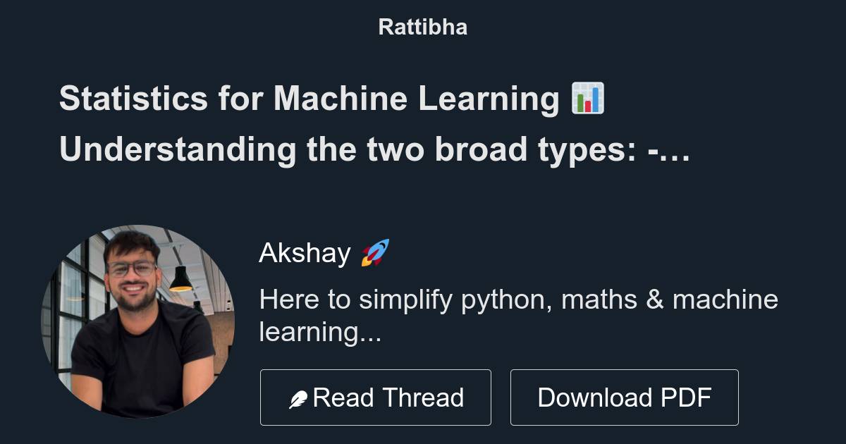 Statistics for Machine Learning 📊 Understanding the two broad types ...