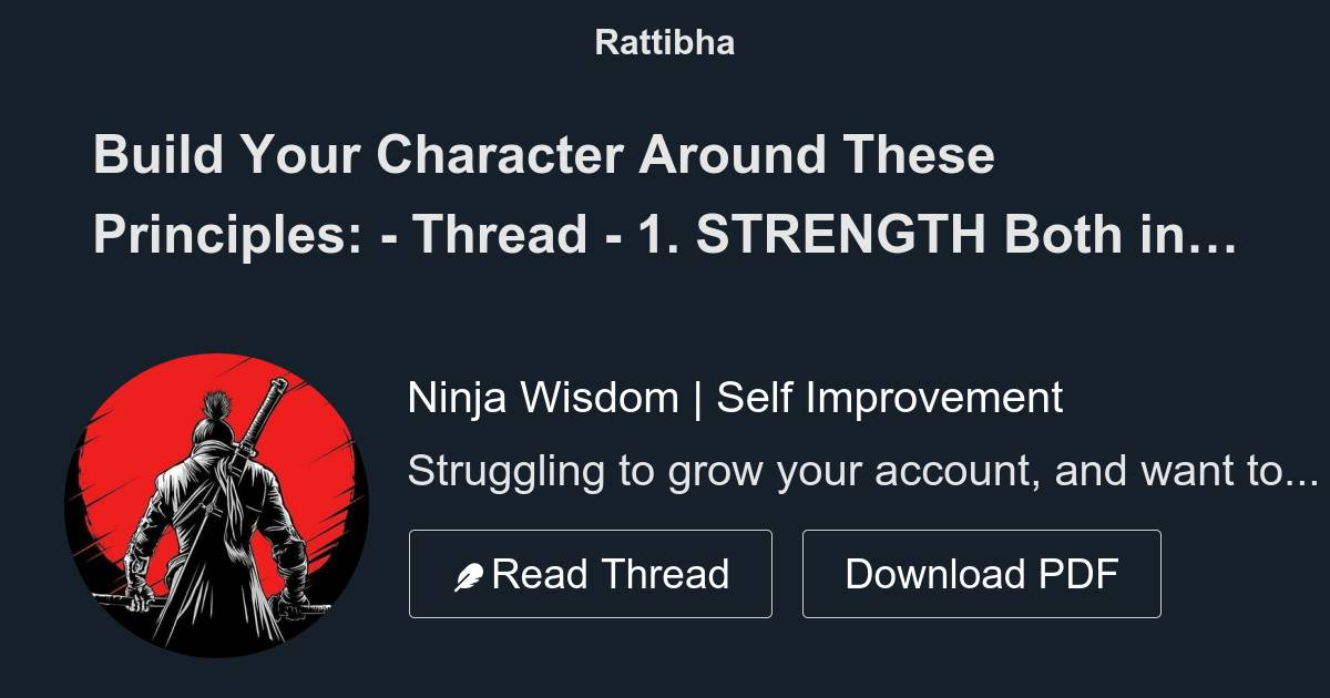 Build Your Character Around These Principles: - Thread - - Thread from ...