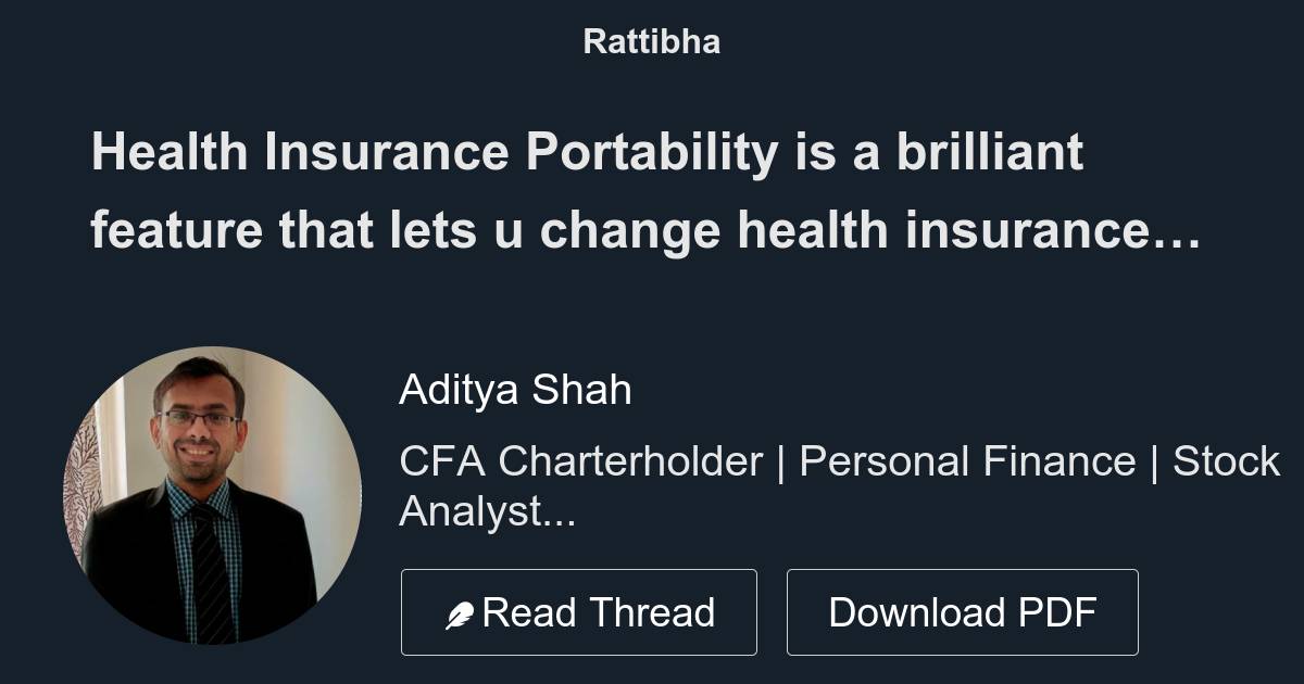 Health Insurance Portability is a brilliant feature that lets u change ...