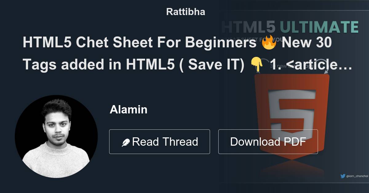 HTML5 Chet Sheet For Beginners 🔥 New 30 Tags added in HTML5 ( Save IT ...