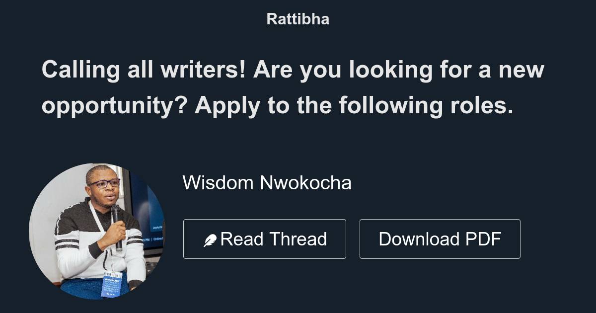 Calling all writers! Are you looking for a new opportunity? Apply to the following roles ...