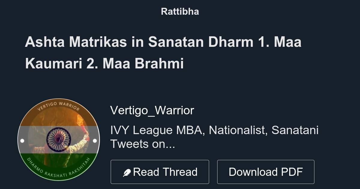 Ashta Matrikas in Sanatan Dharm 1. Maa Kaumari - Thread from Vertigo_Warrior @VertigoWarrior ...
