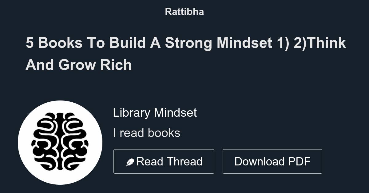 5 Books To Build A Strong Mindset 1) - Thread from Library Mindset ...