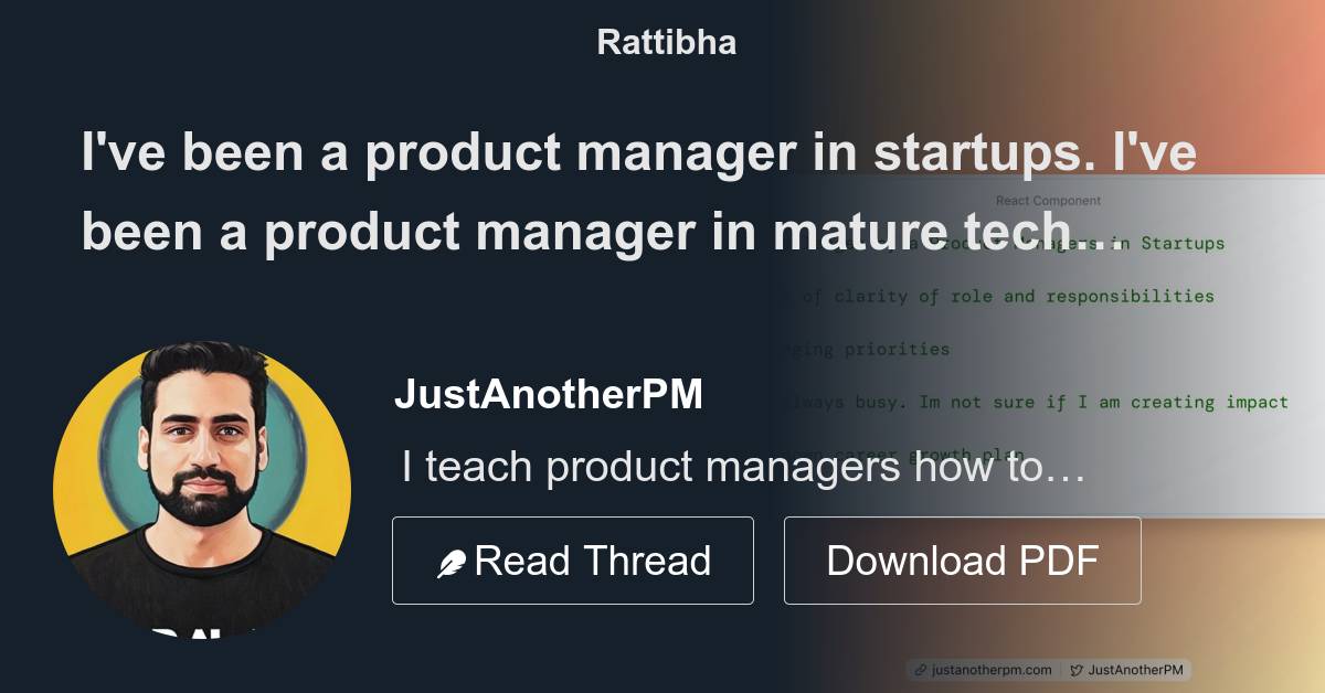 I've been a product manager in startups. I've been a product manager in mature tech companies ...