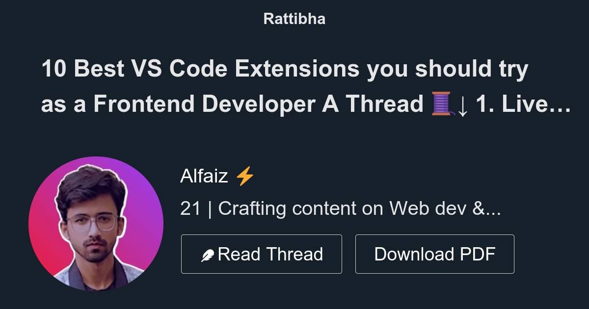 10 Best VS Code Extensions you should try as a Frontend Developer A ...