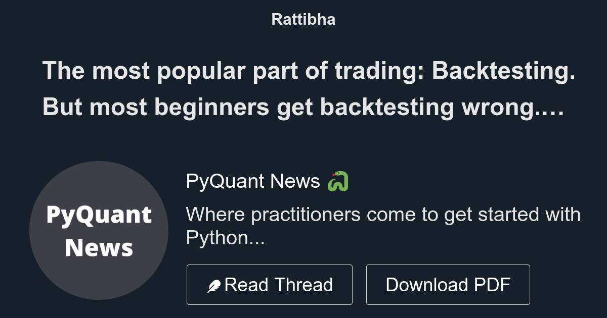 The most popular part of trading: Backtesting. But most beginners get ...