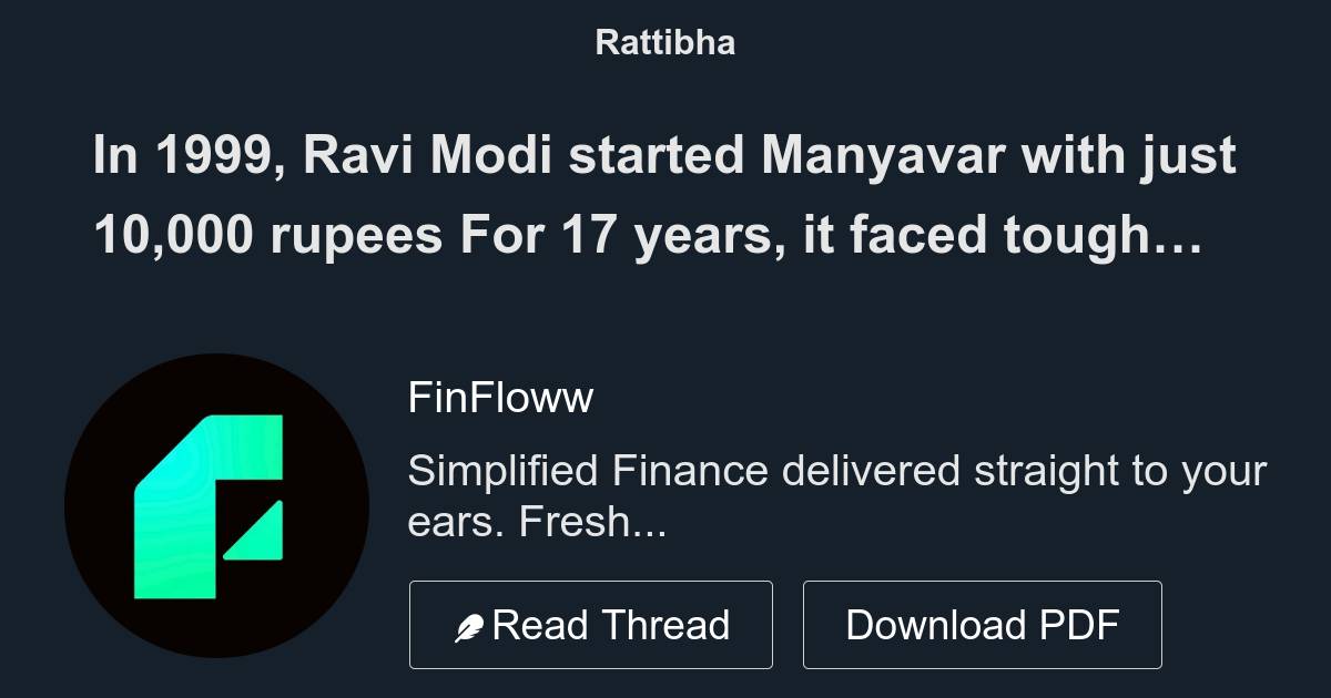 In 1999, Ravi Modi started Manyavar with just 10,000 rupees For 17 ...