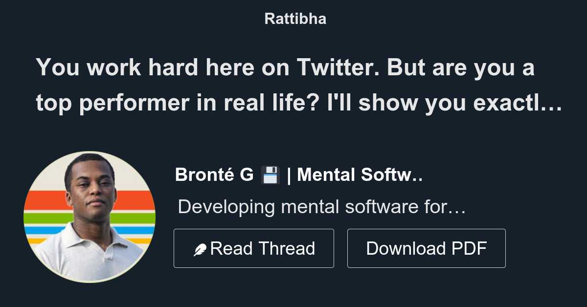 You work hard here on Twitter. But are you a top performer in real life ...