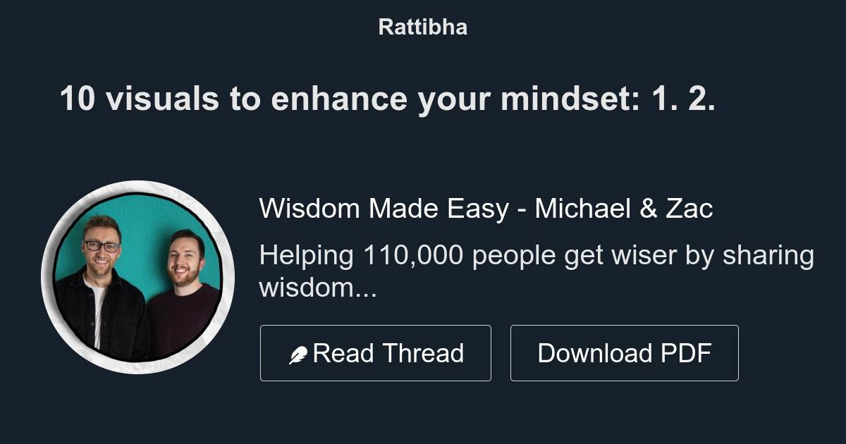 10 visuals to enhance your mindset: 1. - Thread from Wisdom Made Easy - Michael & Zac ...