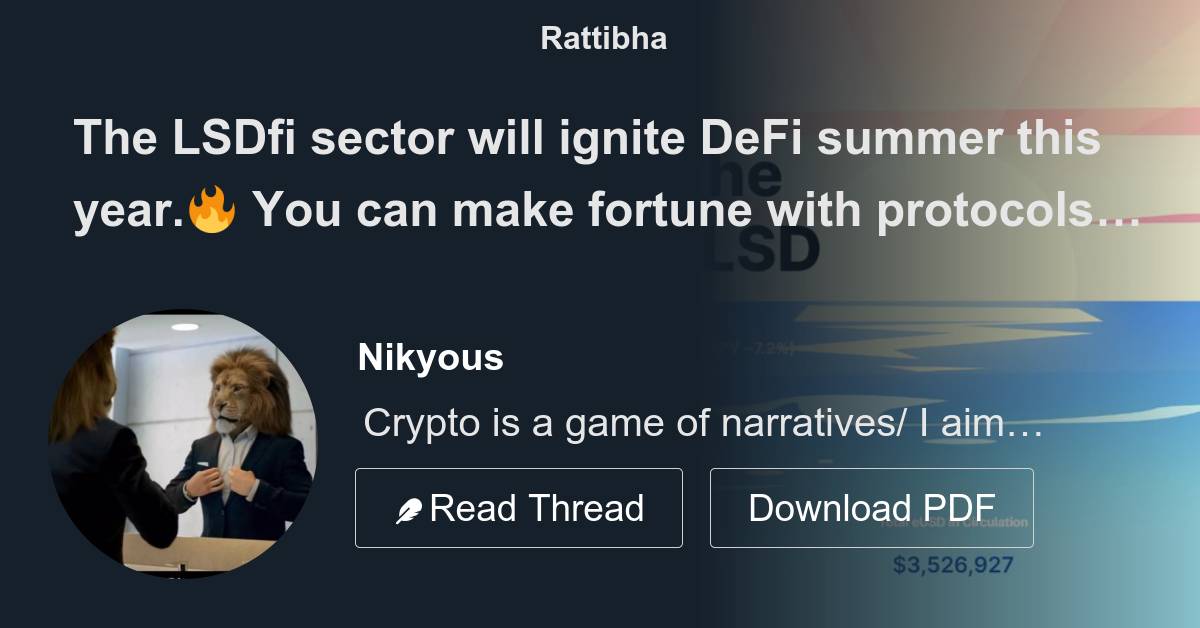 The LSDfi sector will ignite DeFi summer this year.🔥 You can make fortune with protocols that ...