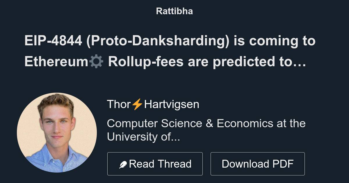 EIP-4844 (Proto-Danksharding) is coming to Ethereum⚙️ Rollup-fees are predicted to decrease by ...