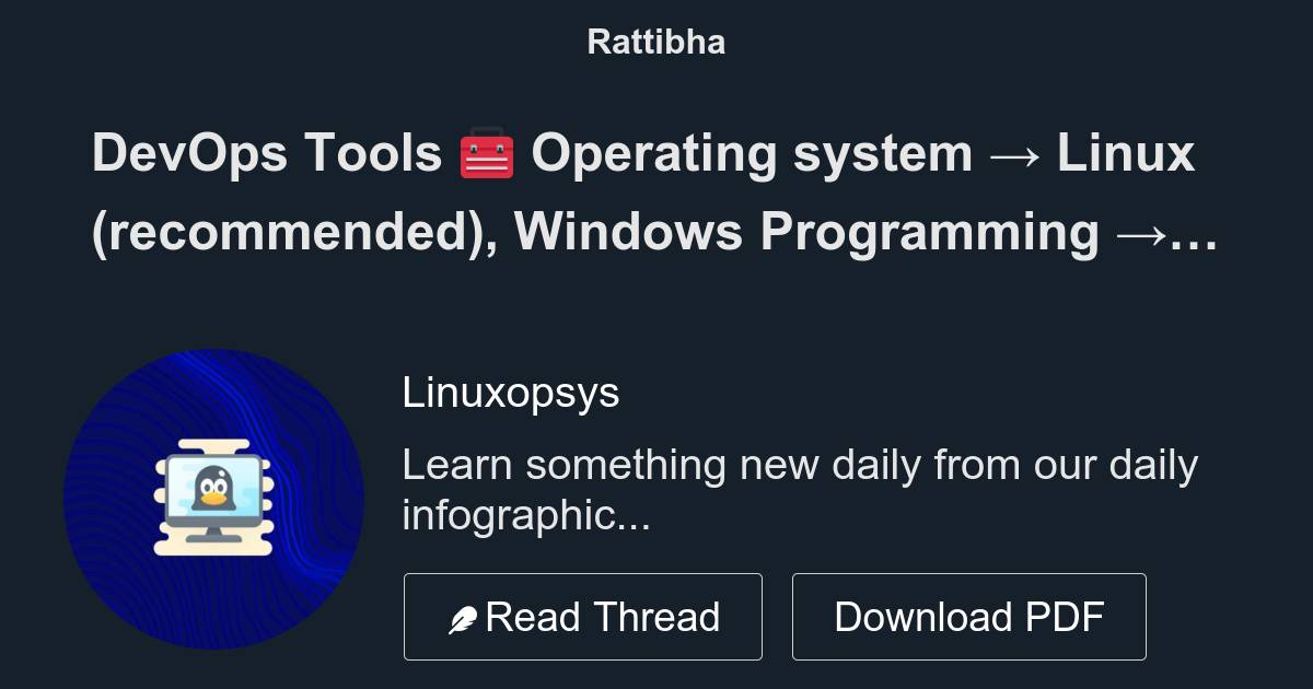 DevOps Tools 🧰 Operating system → Linux (recommended), Windows ...