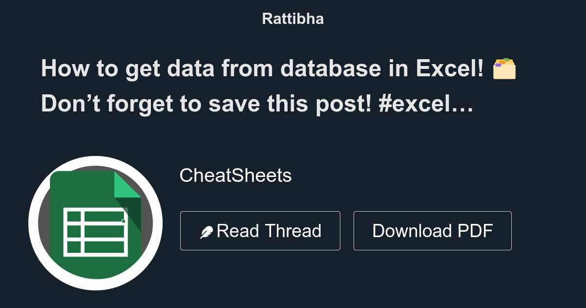 How to get data from database in Excel! 🗂️ Don’t forget to save this ...