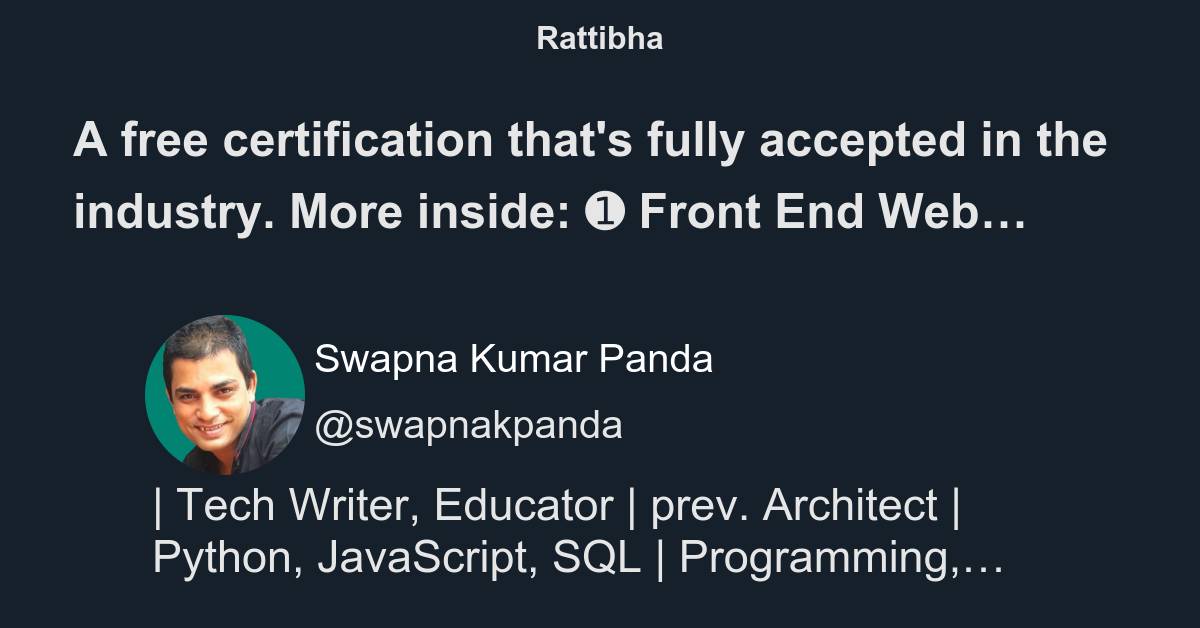 A free certification that's fully accepted in the industry. More inside ...