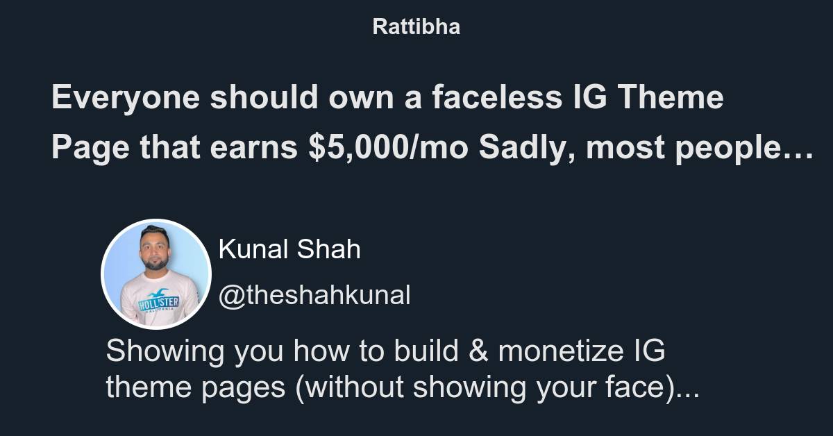 Everyone should own a faceless IG Theme Page that earns $5,000/mo Sadly ...