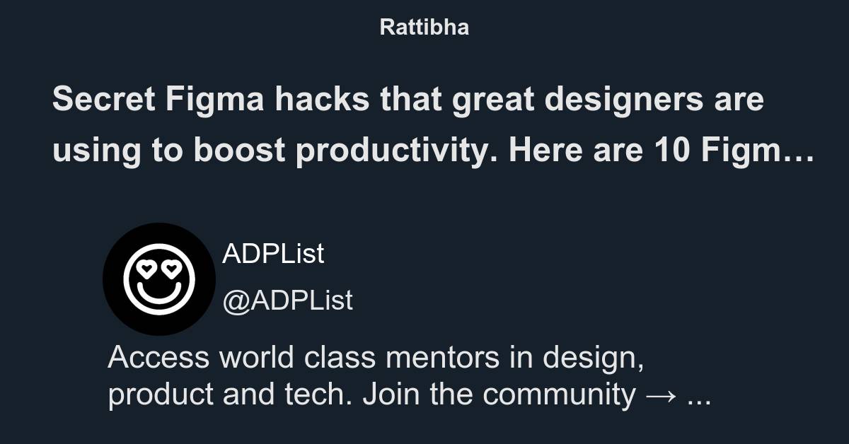 Secret Figma hacks that great designers are using to boost productivity. Here are 10 Figma hacks ...