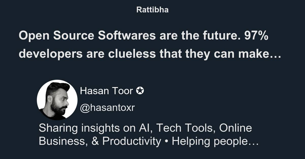 Open Source Softwares are the future. 97% developers are clueless that they can make money with ...