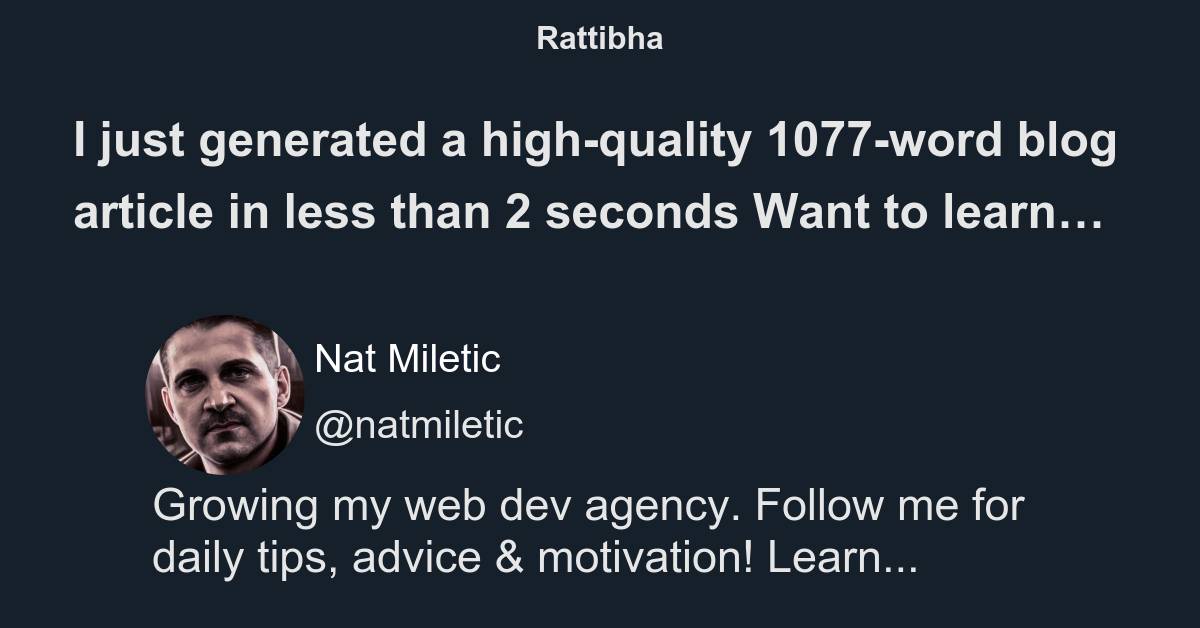 I just generated a high-quality 1077-word blog article in less than 2 seconds Want to learn how ...